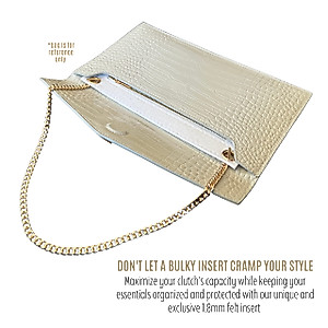 Uptown Clutch Conversion Kit with Gold Chain Wristlet Insert Wallet on Chain WOC Uptown Pouch Insert (Black)