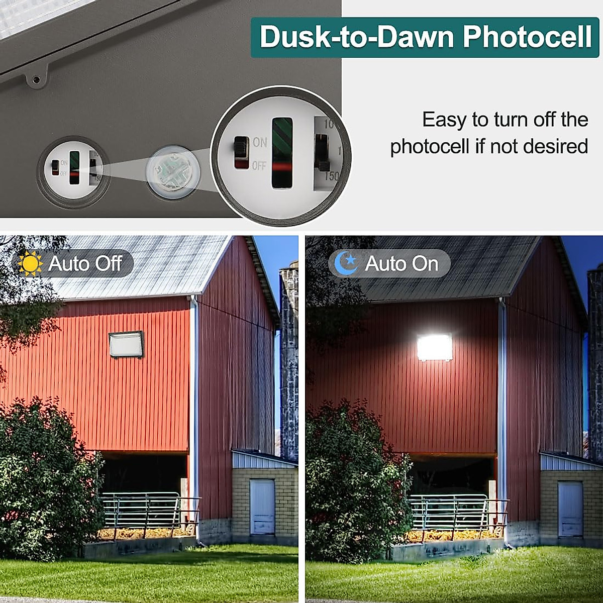 kadision 150W LED Wall Pack 120W 100W Adjustable, 19500lm 5000K 120-277V Dusk-to-Dawn Outdoor Lighting Exterior Light for House Parking Lot Warehouse Entrance, ETL Listed 4 Pack