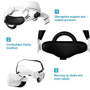 HUAYUWA Adjustable Head Strap with Head Cushion for Oculus Quest 2 VR Accessories, Replacement for Elite Strap Comfortable Protective Headband Enhanced Support and Reduce Head Pressure in VR, White 1