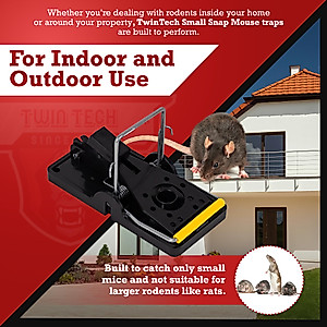 TwinTech Stainless Steel Mechanical Mouse Traps - 4"x2"x2.5" Reusable Snap Traps for Mice - Safe Traps with Finger Protection for Indoor Outdoor Use - 12-Pack