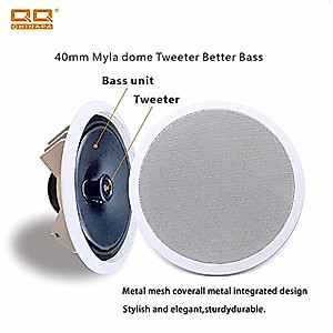 QQCHINAPA LTH-8115S 5" Woofer 2-Way in Ceiling in Wall Speaker, 1-Inch 40mm Myla Dome Tweeter Better Bass, 8 Ohm Impedance-6" Cutout Diameter,with 130-18kHz Frequency (White) (5")…