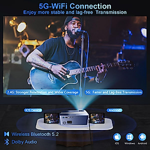 Outdoor Projector 4k with WiFi and Bluetooth,XNoogo 1000 ANSI Video Projector,450" Display 4k Movie Projector Support 50% Zoom,Dolby Audio,Bluetooth Projectors Compatible w/TV Stick/Phone/PC/Laptop