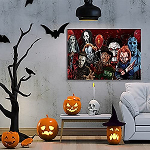 koemhxb Halloween Paint by Number for Adults(24x16 inch),Large Paint by Numbers Kits for Adults Beginner,Halloween Painting by Numbers for Home Wall Decor