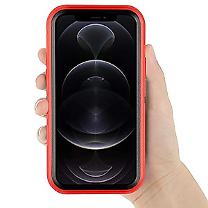 for iPhone 12 Case iPhone 12 Pro Case Shockproof Dropproof Heavy Duty 3 Layers Full Body Protection Phone Case for Apple iPhone 12 & 12 Pro 6.1 inches Red/Black