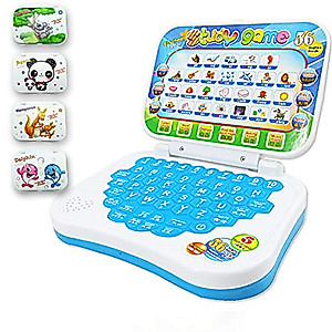 Gigicloud Electronic Learning Board,Multifunction Language Learning Machine Kids Laptop Toy Early Educational Computer Tablet Reading Machine for Helping Toddlers Learn Letters and Numbers