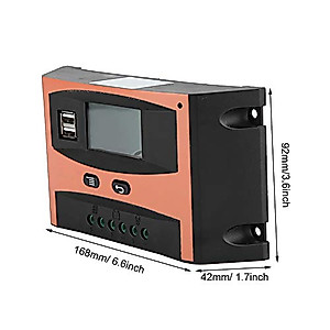 Solar Charge Controller-60A Solar Charge Controller, 12V/24V MPPT Solar Panel Controller Solar Panel Intelligent Regulator Auto Battery Controller with Dual USB Port and PWM LCD Display(60A)