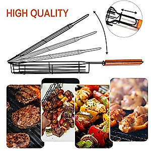 JUCT Portable Grilling Baskets - Set of 4 Companion Nonstick Kabob Grilling Baskets for Outdoor Grill - Kabobs and Loose Veggies，fruits，Vegetable，Onion，Fish，Chicken and Meat Grill Baskets (Basket-4B)