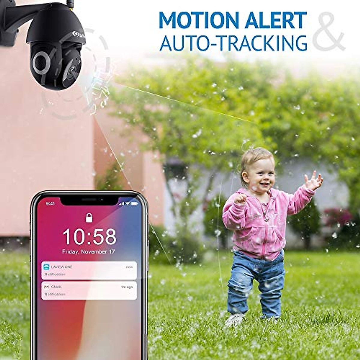 LaView Security Camera Outdoor,1080P HD Wi-Fi Home Security Cameras with Pan/Tilt 360 View,Night Vision,2-Way Audio,IP65,Motion Detection Activity Alert,Easy Set Up,USA Cloud Service with Alexa