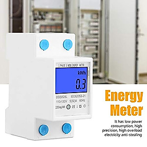 Single Phase Energy Meter Electric Meter 110-130V LCD KWH Electric Meter 5-32A 60Hz Single Phase DIN-Rail KWH Meter Power Meter Backlight Energy Meter