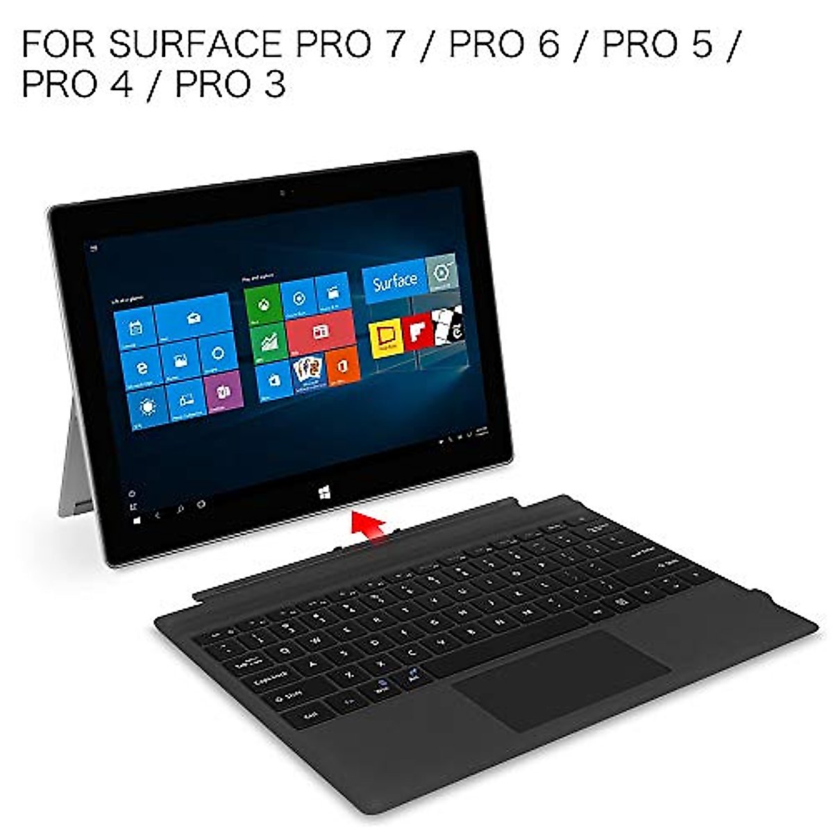 Fintie Type Cover for Microsoft Surface Pro 7 Plus/Pro 7 / Pro 6 / Pro 5 / Pro 4 / Pro 3, Ultrathin Portable Wireless Bluetooth Keyboard with Built-in Rechargeable Battery (Black)