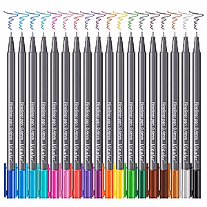 VITOLER Fineliner Colored Pens, Fine Point Marker Assorted Color Drawing Planner Pens, Pack of 18 Assorted Color for Bullet Journaling Writing Note Taking Calendar Coloring Art