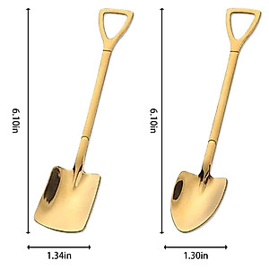 4PCS Shovel Spoon Ice Cream Spoon Coffee Spoon Yogurt Spoons Stainless Steel Dessert Spoons（ Colored, Gold）