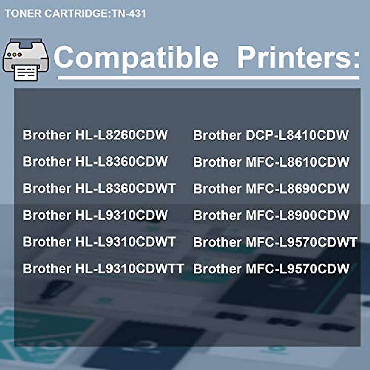 TN431(1 Pack-Black) Compatible Toner Cartridge Replacement for Brother HL-L8260CDW L8360CDW L8360CDWT DCP-L8410CDW MFC-L8610CDW L8690CDW L9570CDWT Printer.