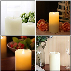 GiveU 3D Moving Flame Led Candle With Timer, Battery Operated Flameless Candle, 3x9 Inch, Ivory