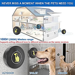 Lalolee Dog Doorbell, Dog Bell for Potty Training Wireless Doggie Door Bell for Dog Puppy Training Sliding Door/Go Outside Doorbell and Waterproof Touch Button