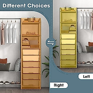 Giantex Free Standing Closet Organizer, Heavy Duty Garment Rack with 6 Removable Drawers, 3 Open Shelves, 2 Shoe Racks, 1 Hanging Rod & 1 Hook, Metal Clothing Rack for Bedroom & Cloakroom (Grey)