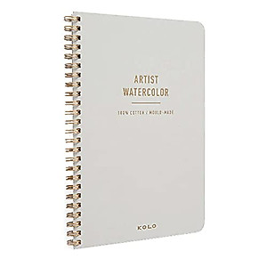 Kolo 7x10 Professional Watercolor Book, 100% Cotton, Spiral Bound, 140lb/300gsm, Cold Press