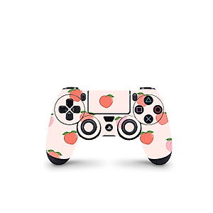 ZOOMHITSKINS Compatible with PS4 Controller Skin, Peach Momo Fruits Pink Pastel Color Cute, Durable, Vinyl, Made in The USA