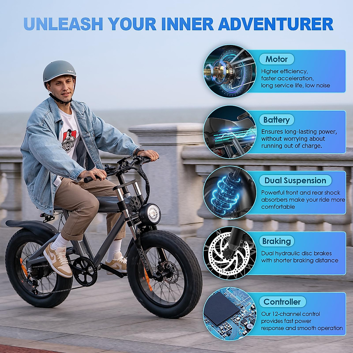 PJIBO Electric Bike for Adults 31MPH Ebike,1200W Electric Dirt Bike Long-Lasting 48V 20AH Removable Battery,20" x4.0 Fat Tire Electric Bicycle