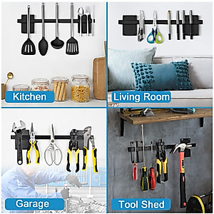 PYBTOOL Heavy Duty Magnetic Tool Holder Strip, Magnetic Knife Strips, Screwdriver Organizer, Garage Tool Storage Rack, Magnetic Tool Organizer Bar for Workspace, Garage, Kitchen(16Inch, 2 Pack)