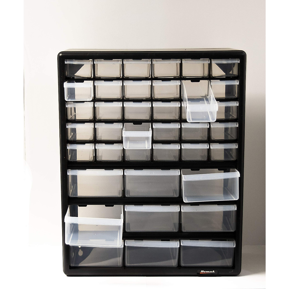 Homak Parts Organizer, Black, 39 Drawers