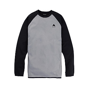 Burton Men's Crown Weatherproof Pullover Crewneck Fleece, Gray Heather/True Black, M