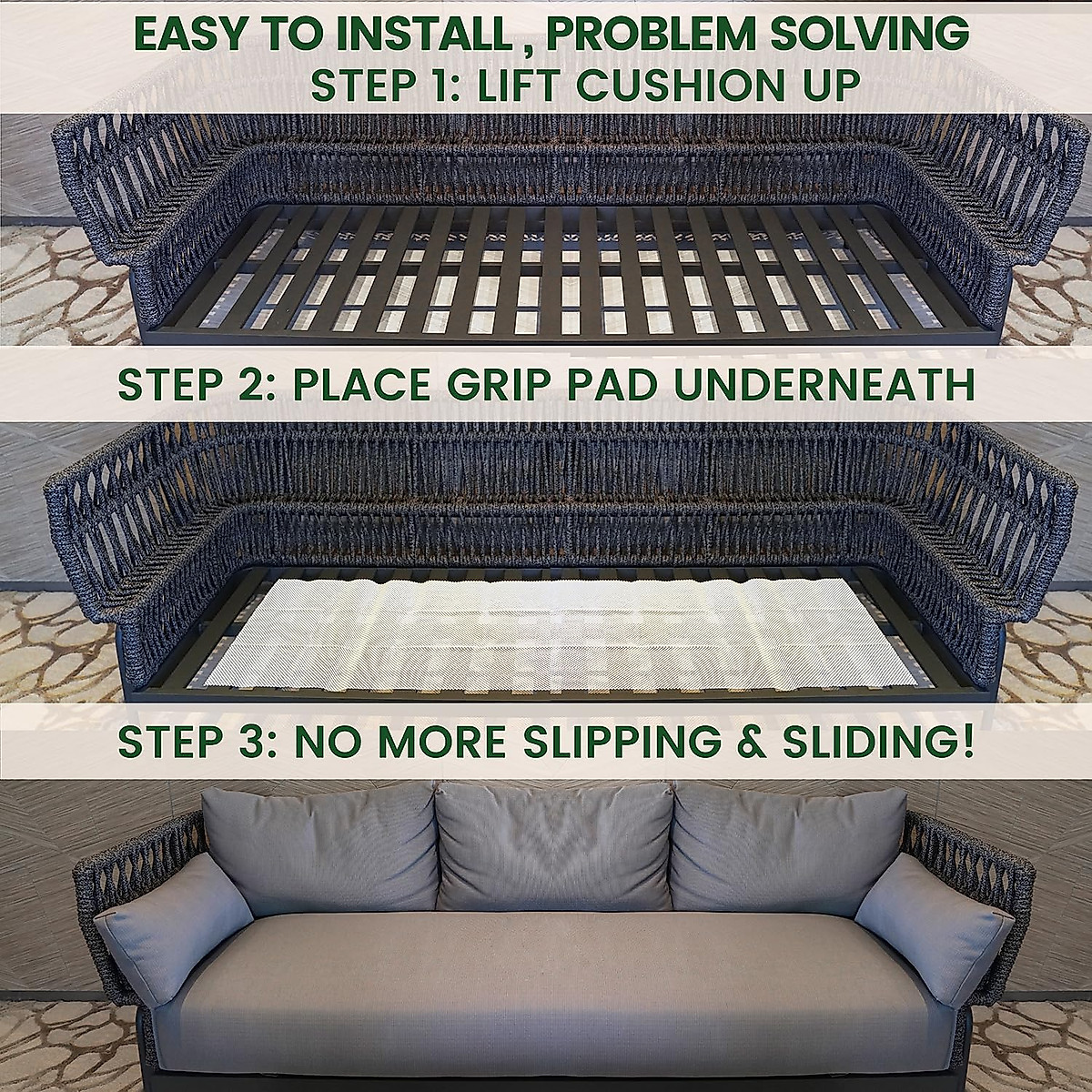 ECOHomes Couch Cushion Grip Pad, Couch Cushion Non Slip Pads Keep Sofa Cushions from Sliding - Anti Slip Couch, Patio, Topper, Furniture & Mattress Gripper to Prevent Sliding (Loveseat, 22" by 47")