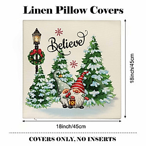 ButyHome Christmas Pillow Covers 18x18 Buffalo Plaid Pillows with Trees Snowman Elf Decorative Holiday Throw for Sofa Couch Decorations Set of 4 (Sa18)