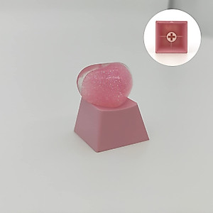 Handmade Cute Keycaps,Compatible with Cherry MX Switches Mechanical Keyboard Pink PBT Keycap,Computer Gaming Keyboards Key Caps,Artisan ESC OEM Profile R4 Key Cap (Pink Heart)