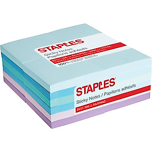 Staples 24295899 Stickies Notes 3-Inch x 3-Inch Watercolor 100 Sh./Pad 24 Pads/PK (52227)