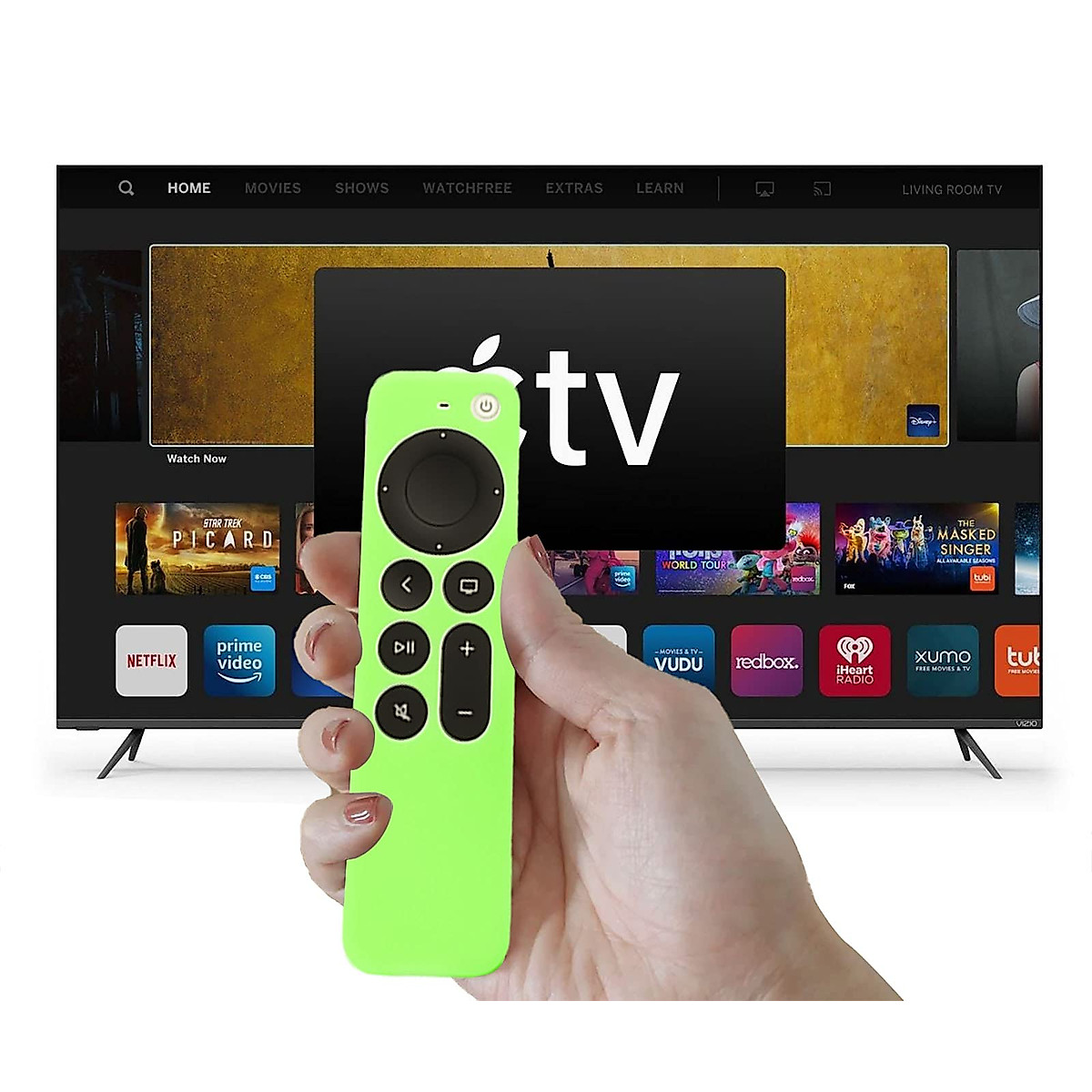 LEFXMOPHY Glow Green Remote Case Cover Replacement for New Apple 4k TV Siri 2nd 2021 Series 6 6th Generation/Siri 3rd 7 7th Gen 2022 Remote, Silicone Skin Glow in Dark with Lanyard