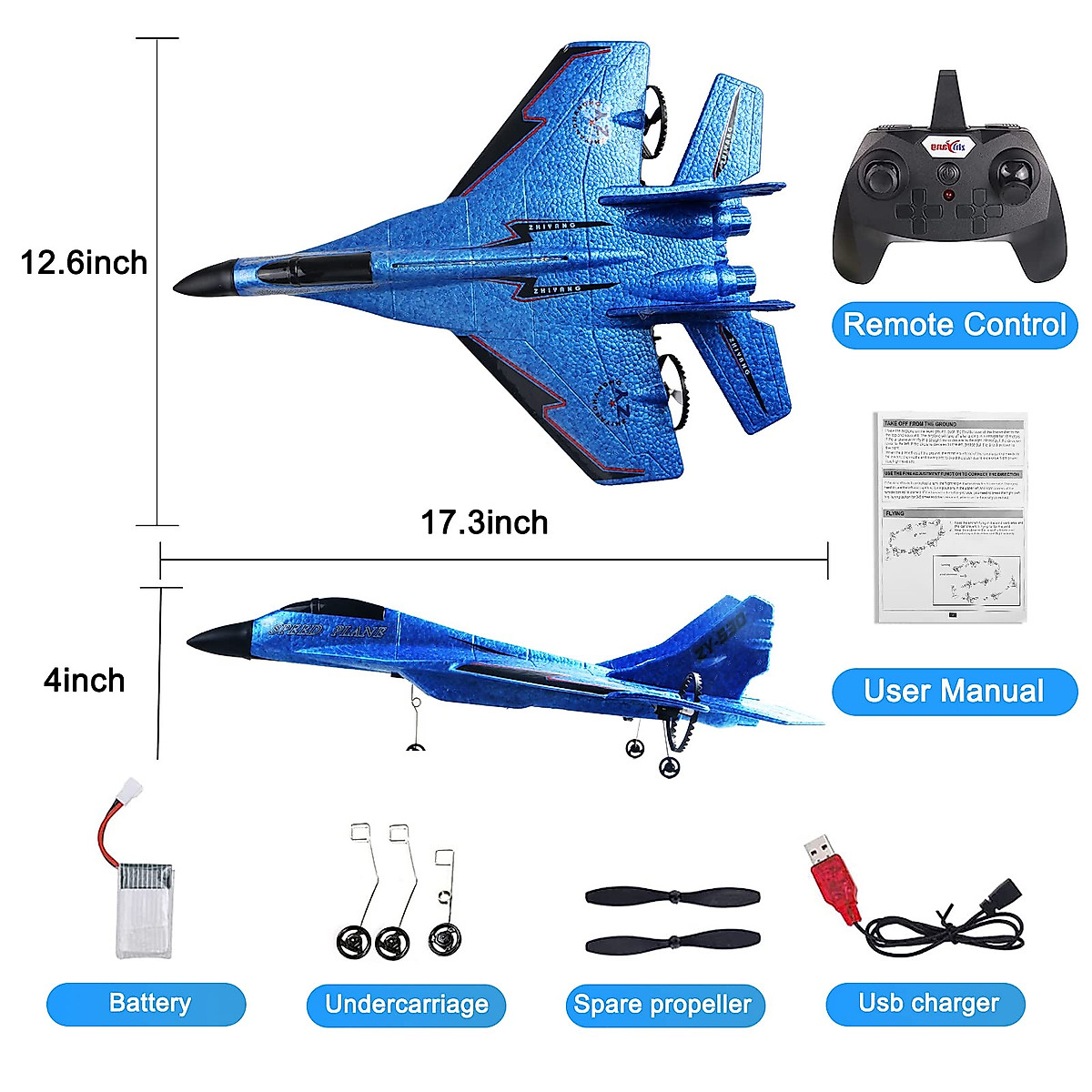 LUCKJOY RC Plane, RC Airplanes, 2.4GHz 2CH Remote Control Airplanes with Automatic Balance System, ZY-530PRO RC Glider for Beginner Adult Kids, Easy to Fly EPP Foam RC Aircraft Fighter with LED Light