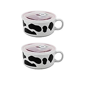 Boston Warehouse Souper Mug Food Storage Container, 2 Count (Pack of 1), Cow - Set of 2