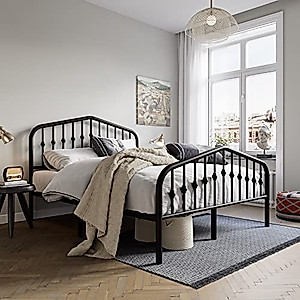 ONBRILL Queen Size Metal Bed Frame with Headboard and Footboard,Steel Slat Support, No Box Spring Needed