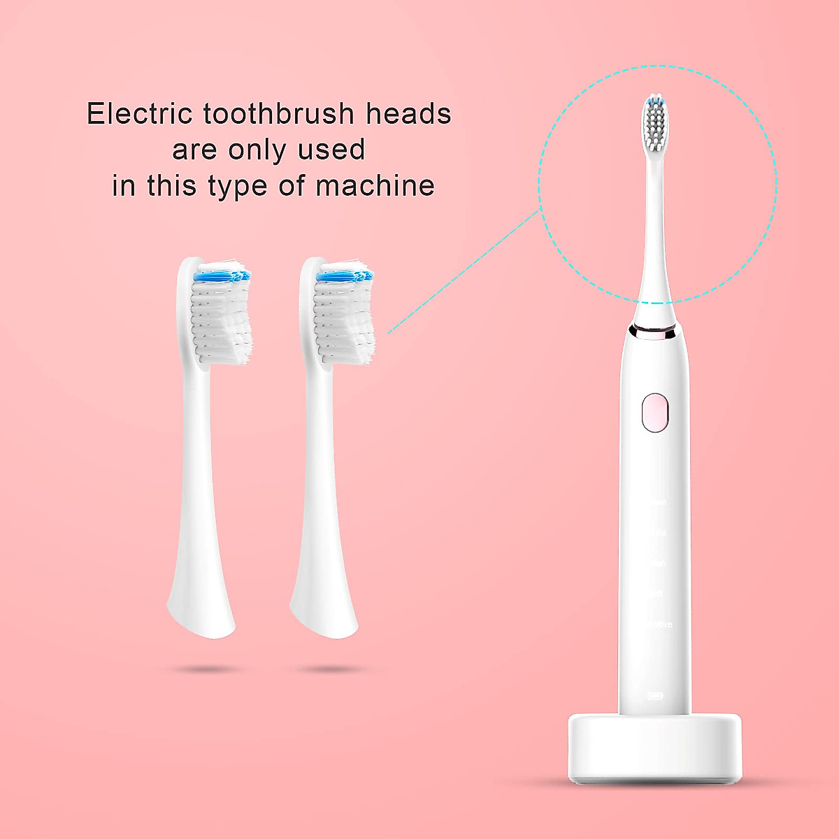 BTFO 2 Pcs Electric Toothbrush Heads for BTFO 1741-02 (White)