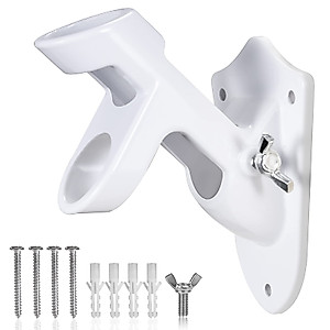 Flag Pole Holder Brackets, BONWIN 1" Flag Pole Mounting Bracket with Hardwares for House Wall Mount, 1" Inner Diameter, Two Positions & Aluminium Alloy, Rust Free Coated (White - 1 Pack)