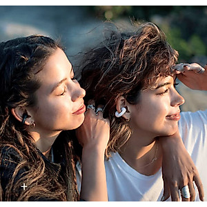 Yijiao New 2023 Wireless Ear Clip Bone Conduction Headphones, Open Ear Headphones, Ear Clip Headphones Bluetooth, LED Display Noise Canceling Headset for Running Bicycle Driving Sports (Black)