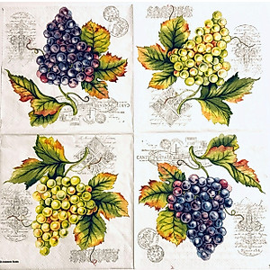 20-ct 13x13 Purple Grape Napkins Decoupage Napkins Luncheon Cocktail Paper Napkins Decorative Paper Napkins for Dessert Birthday Wedding Anniversary Dinner Napkins Paper for ALL Seasons Mom Dad Artist