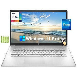 HP 17 17.3" HD+ Touchscreen Business Laptop Computer[Windows 11 Pro], 12th Gen Intel 10-Core i7-1255U, 64GB RAM, 6TB PCIe SSD, Iris Xe Graphics, Numpad, Wi-Fi, BT, HDMI, Long Battery Life, w/Battery