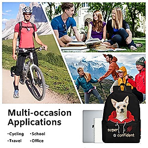 Psxnvid Dog Print Backpack Cartoon Funny Chihuahua Dog Backpacks Travel Hiking Laptop Backpack for Men Women Girls Boys