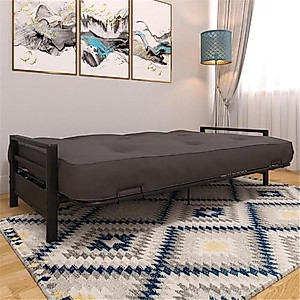 Pemberly Row Classic Design Full Size Metal Futon Frame in Black