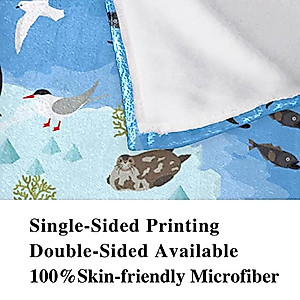 Plush Blanket Throw Blanket Warm Cozy Soft Microfiber Blankets, Antarctic Glacier Animal Penguin Sea Lion