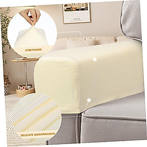 GOOHOCHY 2Pcs Universal Sofa Armrest Covers Elastic Protective Covers for Sofas Beige Comfortable Long-Lasting Decor