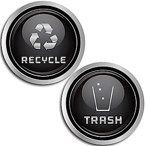 Recycle and Trash Logo Magnetic Sticker - Elegant Metal Look for Trash Cans, Containers - Flexible Rubber Material (Silver, XSmall)