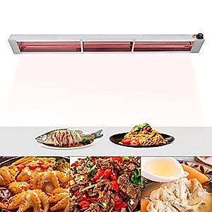 JINHZIXIU 60in Electric Strip Heater Commercial Grade Infrared Electric Food Warmer, Pass-Through Stations Heating Adjustable Temperature for Catering, Cafeterias 1000W, Stainless Steel 12A 110V