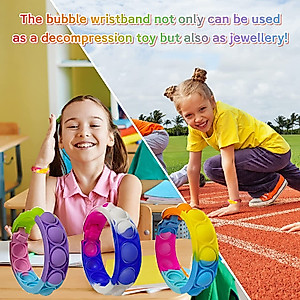 TOMOIN 30 Pcs Pop Fidget Bracelet, Wearable Push Pop Bubble Sensory Toy Stress Relief Silicone WristbandFidget Toy ,for Kids, Adults and ADHD Autism Anxiety Pop Colorful Wristband