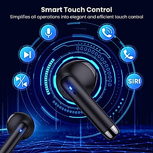 Wireless Earbuds, Bluetooth 5.0 Headphones in Ear with Charging Case, Hands-Free Headset with Mic, Hi-Fi Stereo Sound, Touch Control, 24 Hours Playback, Bluetooth Earbuds for iPhone/Android/WP, Black