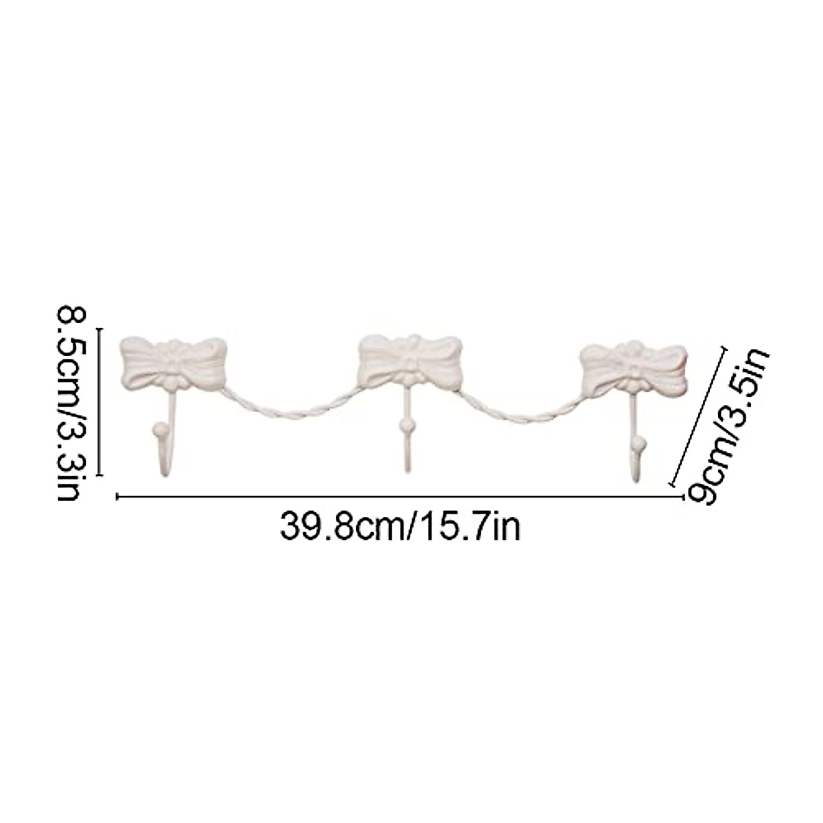 BOOMLATU 3 Hooks White Bow Coat Hook Wall Hook Key Hook for Girls Women Nursery or Bedroom Decoration (White)