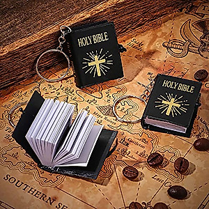 Hicarer 18 Pieces Mini Bible Keychain Miniature Holy Bible Pendant Book Keyring (Black)