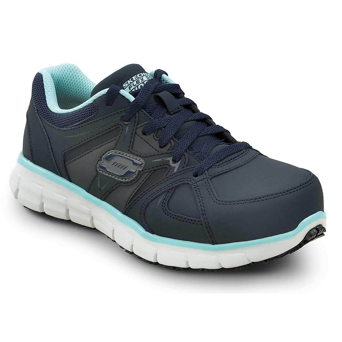 Skechers Work Jackie - Women's, Navy/Aqua, Aluminum Alloy Toe, EH, Athletic (9.0 M)